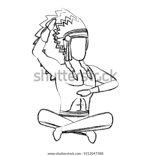 American Indian Seated Stock Vector (Royalty Free) 1012047388 ...