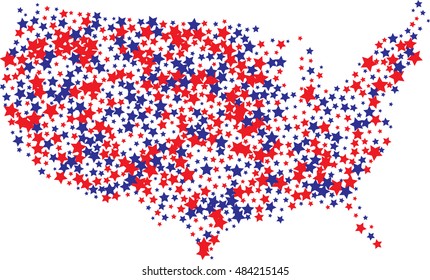 American Map Fill American Flag Color Stock Vector (Royalty Free) 484223704