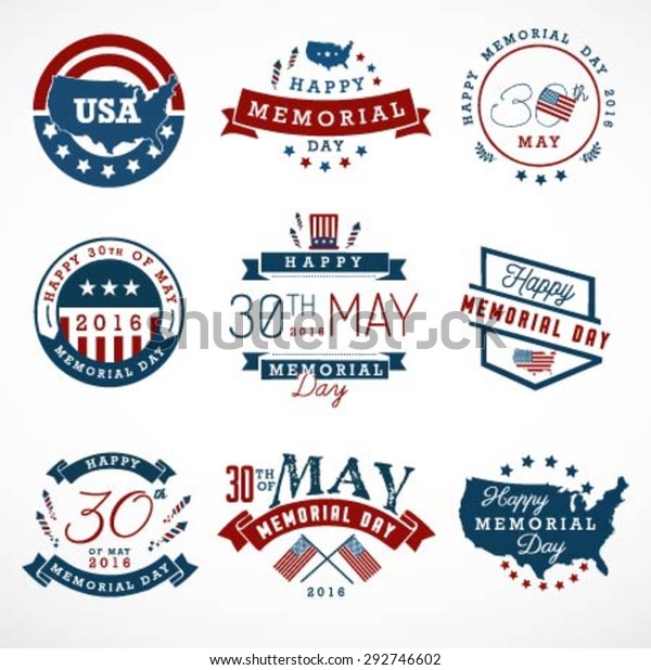 American Memorial Day Badges Labels Vintage Stock Vector (Royalty Free ...