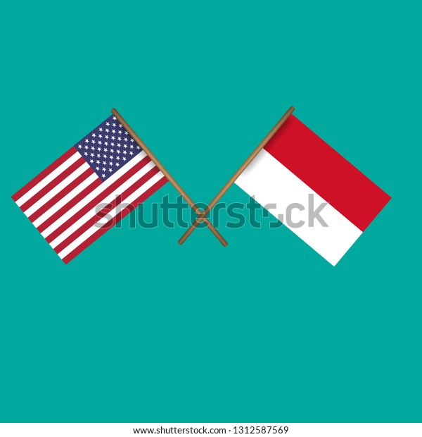 American Monaco Crossed Flags Stock Vector (Royalty Free) 1312587569 ...