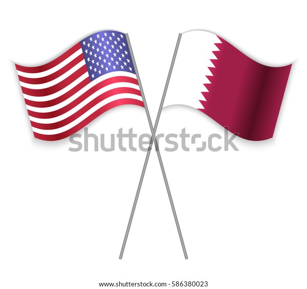 American Qatari Crossed Flags United States Stock Vector (Royalty Free ...