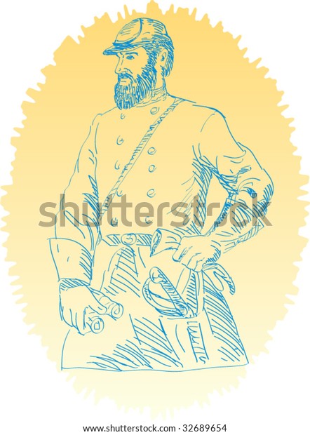 American Union Officer Posing Done Sketch Stock Vector (Royalty Free ...
