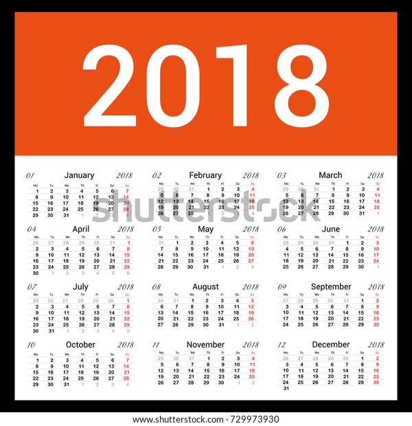 American Vector Calendar Template Calendar Grid Stock Vector (Royalty ...