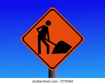 American Warning Construction Sign Worker Spade Stock Vector (Royalty ...