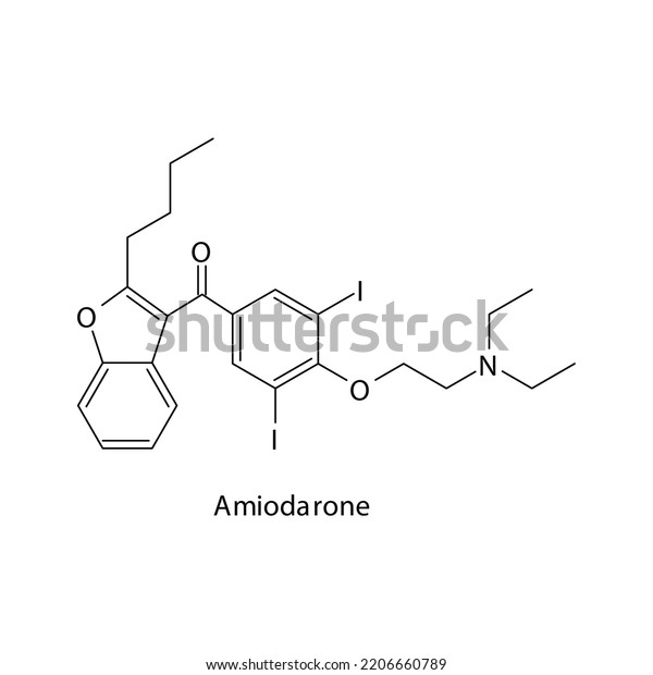 Amiodarone Molecule Flat Skeletal Structure Class Stock Vector (Royalty ...