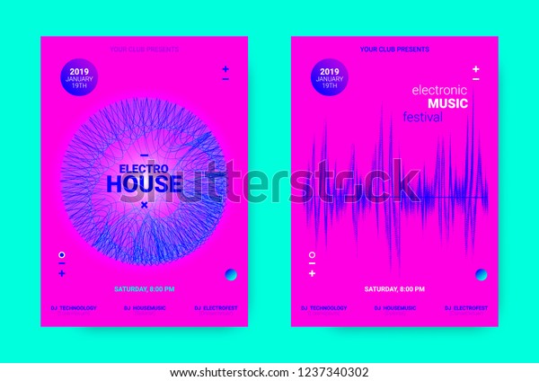 Amplitude Waves Electronic Music Poster Concept Stock Vector (Royalty ...