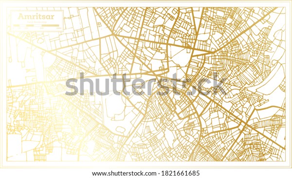Amritsar India City Map Retro Style Stock Vector (Royalty Free ...