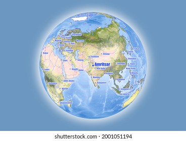 Amritsarindia Shown On Vector Globe Map Stock Vector (Royalty Free ...
