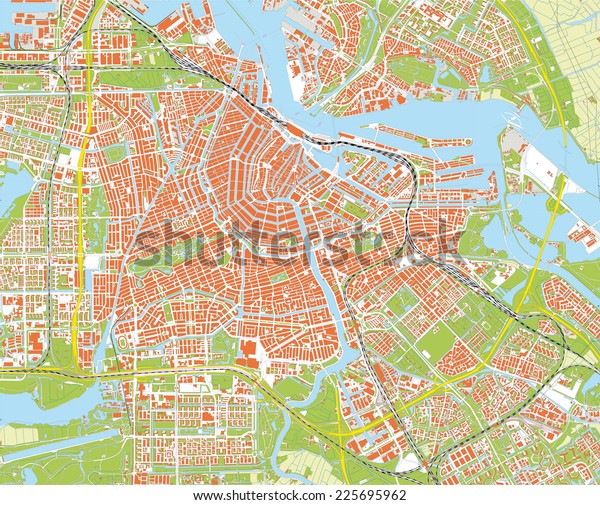 Amsterdam City Map Stock Vector (Royalty Free) 225695962