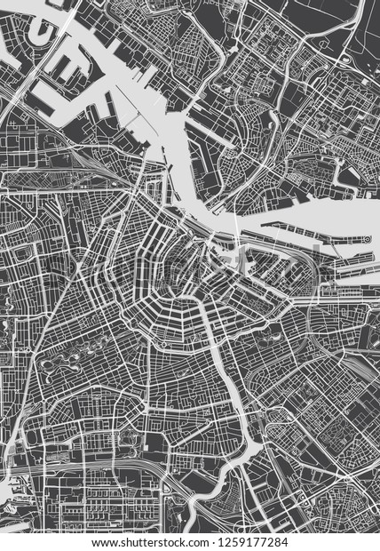 Amsterdam City Plan Detailed Vector Map Stock Vector (Royalty Free ...