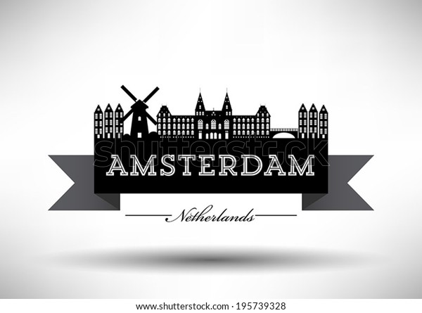 Amsterdam City Typography Design Stock Vector (Royalty Free) 195739328 ...