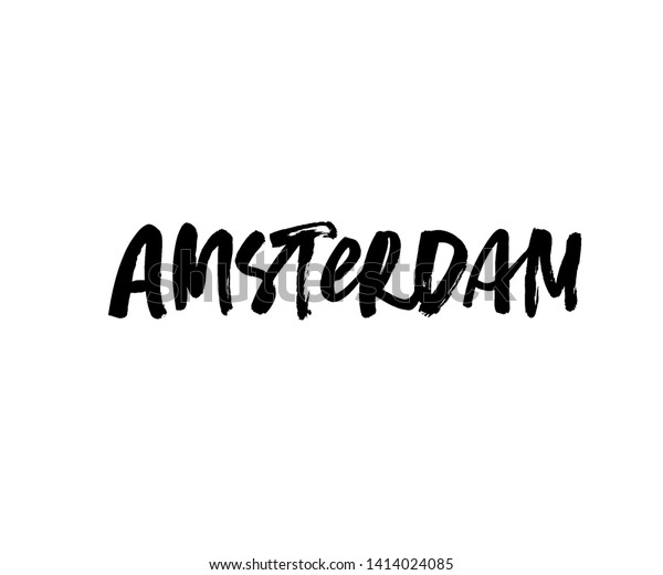 Amsterdam Handwritten Ink Pen Vector Lettering Stock Vector (Royalty ...