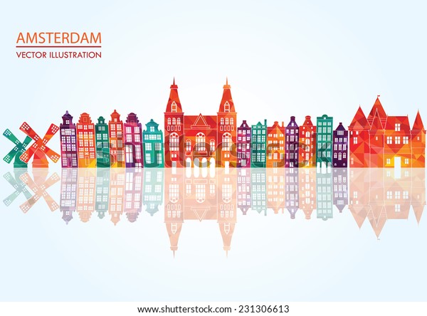 Amsterdam Skyline Vector Illustration Stock Vector (Royalty Free ...