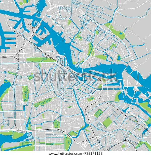 Amsterdam Vector Map Ultra Detailed Layers Stock Vector (Royalty Free ...