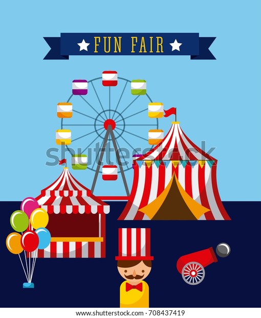 Amusement Fun Fair Theme Park Poster: เวกเตอร์สต็อก (ปลอดค่าลิขสิทธิ์ ...
