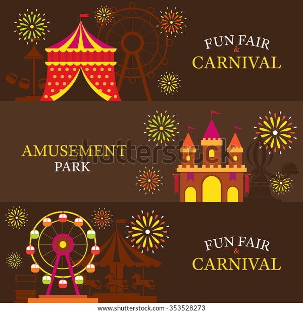 Amusement Park Carnival Fun Fair Banner Stock Vector (Royalty Free ...