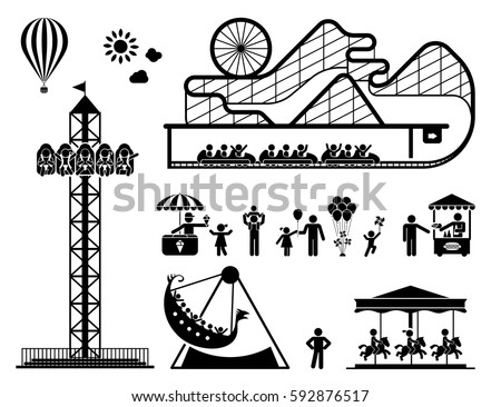 Amusement Park Pictogram Set Fun Entertainment Stock Vector (Royalty ...