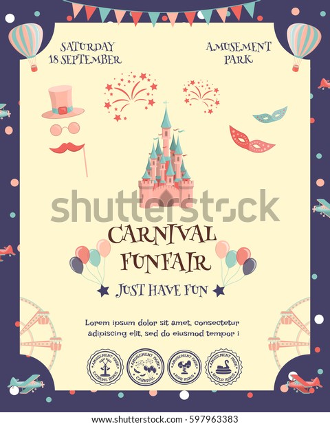 Amusement Park Poster Vector Illustration Stock Vector (Royalty Free ...