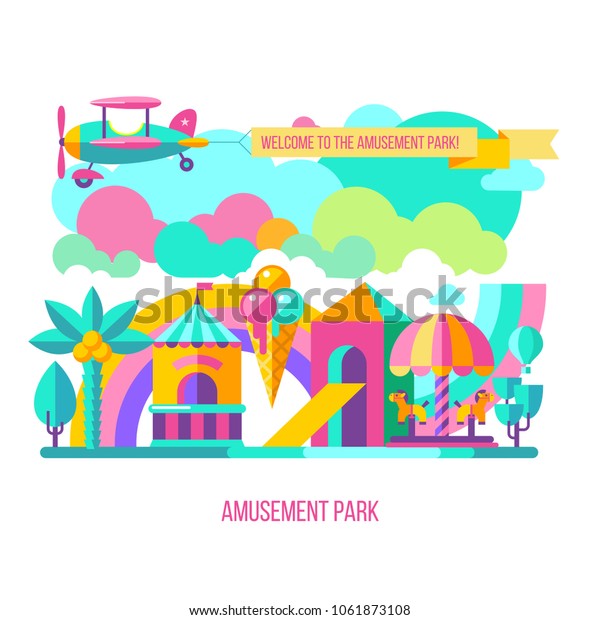 Amusement Park Theme Park Water Park Stock Vector (Royalty Free) 1061873108