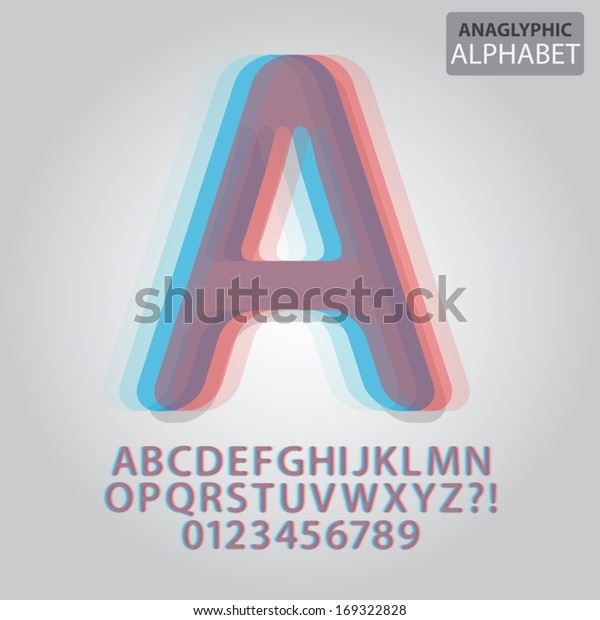 Anaglyphic Alphabet Numbers Vector Stock Vector (Royalty Free ...
