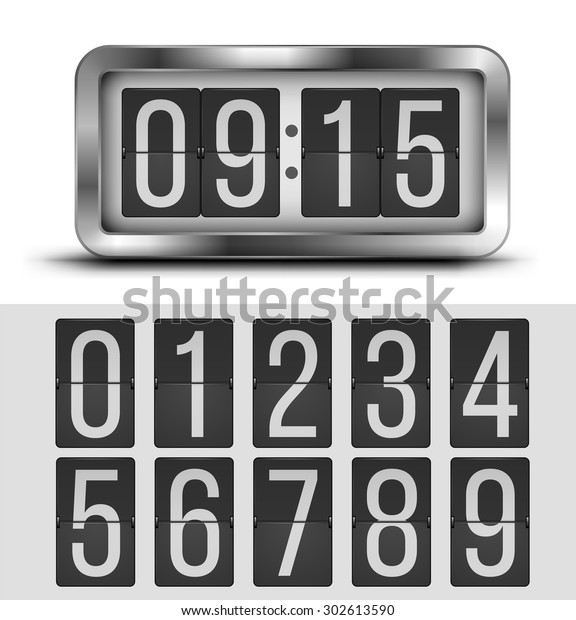 Analog Flip Clock Silver Retro Design: เวกเตอร์สต็อก (ปลอดค่าลิขสิทธิ์ ...
