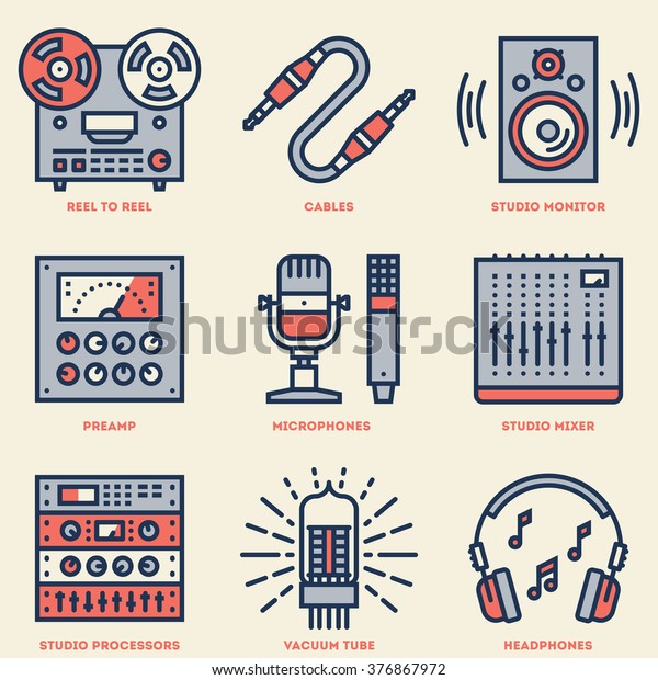 Analog Recording Vintage Music Studio Line Stock Vector (Royalty Free ... Analog Recording Vintage Music Studio Line Stock Vector (Royalty Free ...