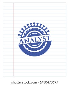 Analyst Pen Emblem Blue Ink Vector Stock Vector (Royalty Free ...