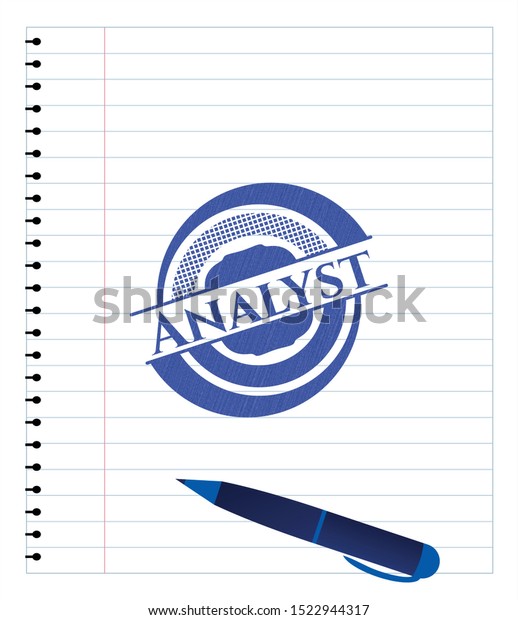Analyst Pen Emblem Blue Ink Vector Stock Vector (Royalty Free ...