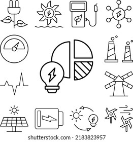 Analytics Energy Chart Bulb Icon Collection Stock Vector (Royalty Free ...