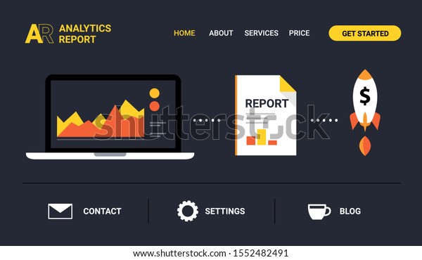 Analytics Report Landing Page Infographic Website Stock Vector (Royalty ...