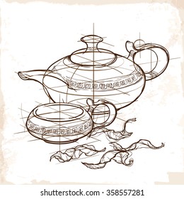 Anatomy Tea Ceremony Ceramic Teapot Cup Stock Vector (Royalty Free ...