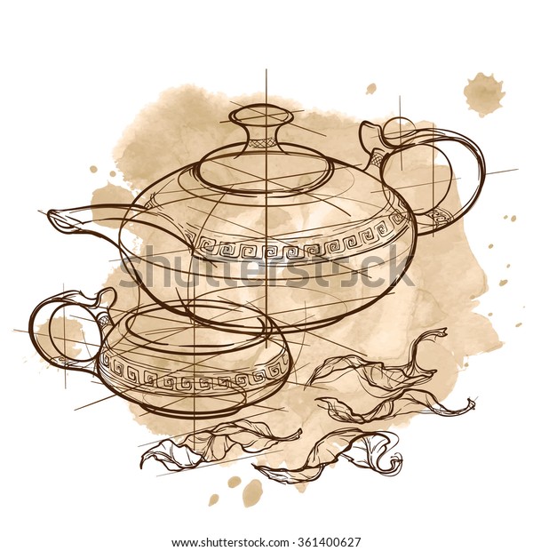 Anatomy Tea Ceremony Ceramic Teapot Cup Stock Vector (Royalty Free ...