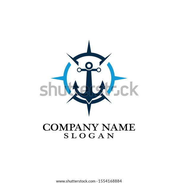 Anchor Compass Logo Design Icon Symbol Stock Vector (Royalty Free ...