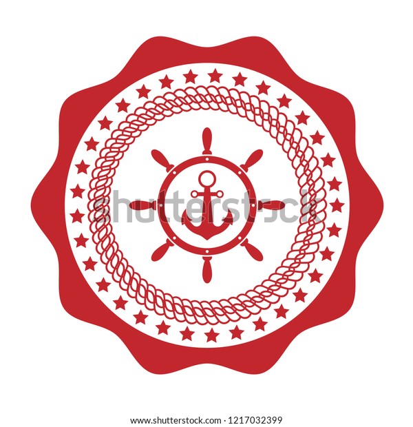 Anchor Inside Rudder Emblem Label Badge Stock Vector (Royalty Free ...