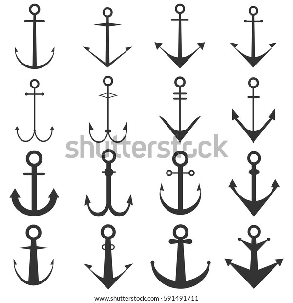Anchor Large Set Anchors Flat Design Stock Vector (Royalty Free ...