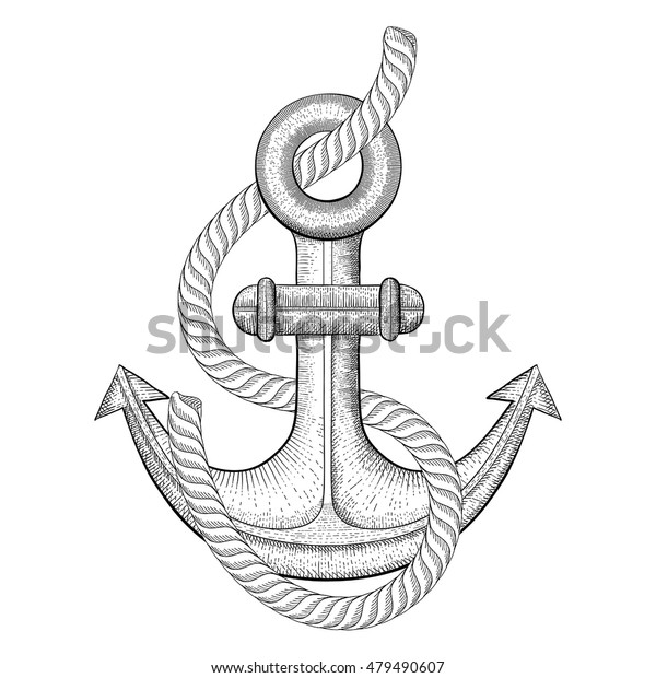 Anchor Rope Hand Drawn Sketch Vector Stock Vector (Royalty Free) 479490607