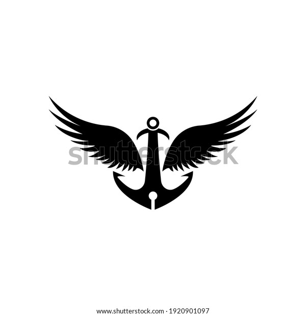 Anchor Winged Black Illustration Logo Design Stock Vector (Royalty Free ...