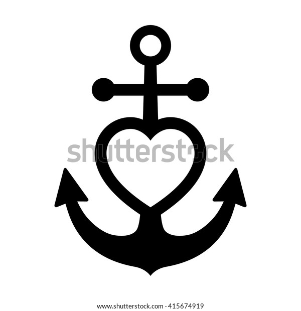 Anchored Anchor Heart Flat Vector Icon Stock Vector (Royalty Free ...