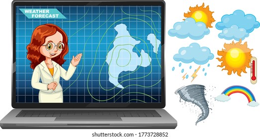 Anchorman Reporting Weather Forecast On Laptop Stock Vector (Royalty ...