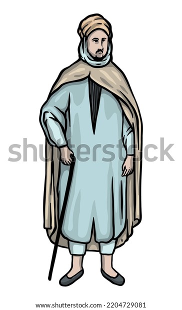Ancient Algerian Man Character Old Clothes Stock Vector (Royalty Free ...