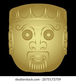 Ancient Aztec Human Mask God Tlaloc Stock Vector (Royalty Free) 2075173759