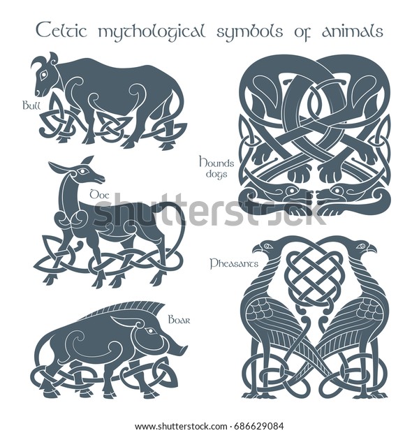 Ancient Celtic Mythological Symbol Animals Set Stock Vector (Royalty ...