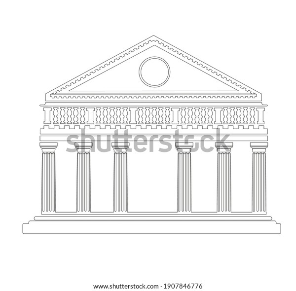 Ancient Classic Style Building Drawing Roman Stock Vector (Royalty Free ...