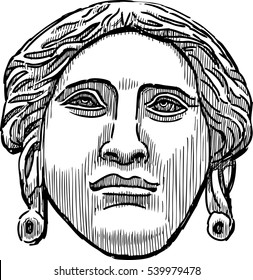Ancient Classical Mask Female Face Stock Vector (Royalty Free ...