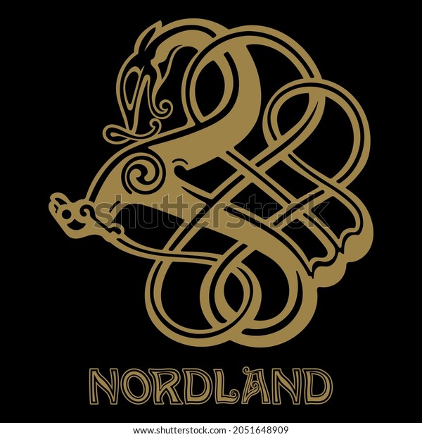 Ancient Decorative Dragon Celtic Style Scandinavian Stock Vector ...