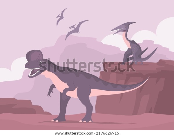 Ancient Dinosaurs Pangolin Flying Pterosaurs Dinosaur Stock Vector ...