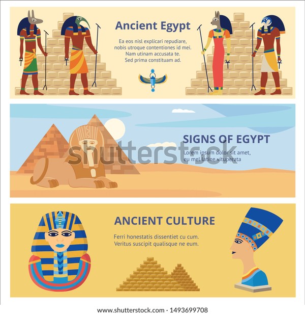 Ancient Egypt Culture Set Three Horizontal Stock Vector (Royalty Free ...