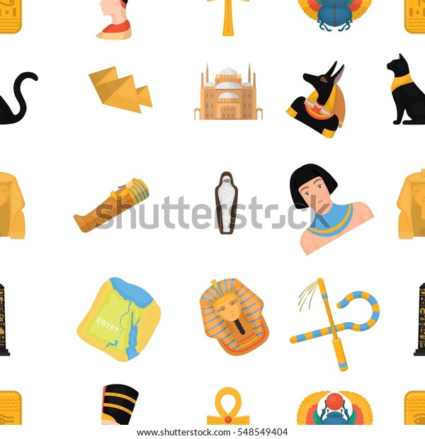 Ancient Egypt Pattern Icons Cartoon Style Stock Vector (Royalty Free ...