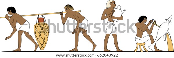 Ancient Egypt Pottery Illustration Group Men Stock Vector (Royalty Free ...