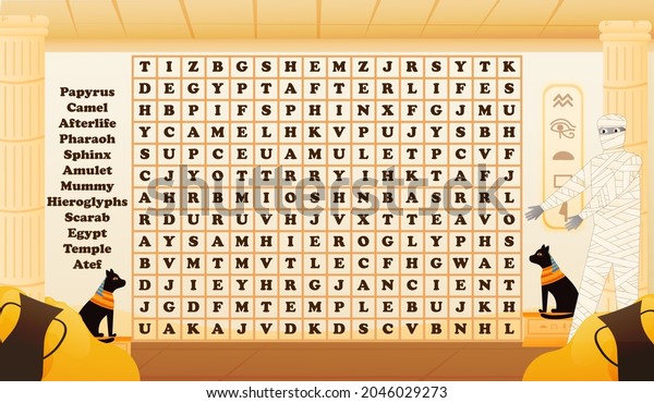 Ancient Egypt Word Search Riddle Kids: เวกเตอร์สต็อก (ปลอดค่าลิขสิทธิ์ ...